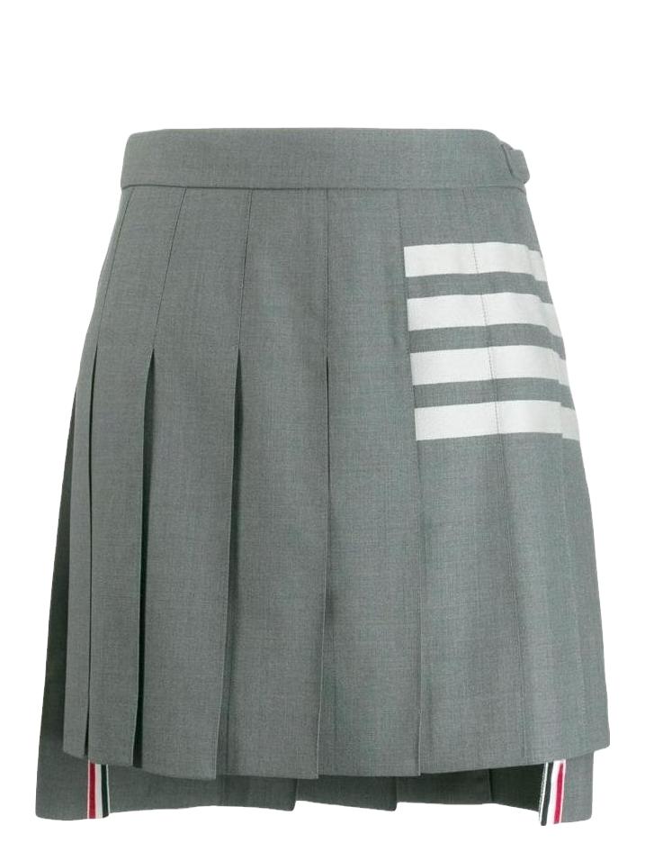 THOM BROWNE Thom Browne Pleated Mini Skirt with Four-Bar Detail